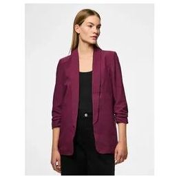 Blusenblazer Pieces "PCBOSELLA 3/4 BLAZER NOOS", Damen, Gr. XL, lila (grape wine), Web, Obermaterial: 79% Polyester, 16% Viskose, 5% Elasthan, unifarben, slim fit h&uuml;ftbedeckend, Blazer Blusenblazer, Materialmix, regular fit