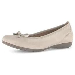 Ballerina Gabor, Damen, Gr. 40, beige (creme), Ziegenveloursleder, Schuhe Ballerina, Flache Schuhe, Business Schuhe mit Hovercraft Luftkammern-Laufsohle