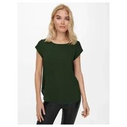 Shirtbluse Only "ONLVIC S/S SOLID TOP", Damen, Gr. 38, braun (rosin), Web, Obermaterial: 97% Polyester, 3% Elasthan, unifarben, figurumspielend, Rundhals, Blusen