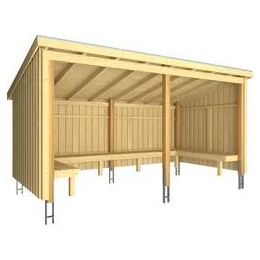 Gartenhaus Plus "Nordic", beige (natur), Holzwerkstoff, Gartenh&auml;user, Gartenhaus, Grillh&uuml;tte 9,5 m2, inkl. Dachpappe/Aluleisten/H-F&uuml;&szlig;e