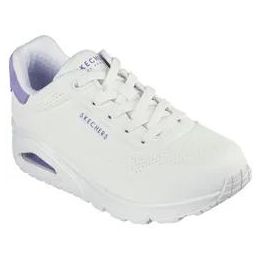 Sneaker Skechers "UNO - POP BACK", Damen, Gr. 39, bunt (wei&szlig;, violett), Lederimitat, Veloursleder, Schuhe Sneaker, Freizeitschuh, Halbschuh, Schn&uuml;rschuh komfortabler Skech-Air Funktion