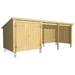 Gartenhaus Plus "Nordic Multi", beige (natur), Holzwerkstoff, Gartenh&auml;user, Gartenhaus, Gartenhaus 14 m2, mit Doppelt&uuml;r, inkl. Dachpappe/Aluleisten/H-F&uuml;&szlig;e