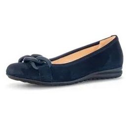 Ballerina Gabor "FLORENZ", Damen, Gr. 42, blau (nachtblau), Ziegenveloursleder, Schuhe Ballerina, Keilabsatz, Bequemschuh, Slipper, Businessschuh in Weite G (=weit)