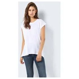 Kurzarmshirt Noisy may "NMMATHILDE S/S LOOSE LONG TOP NOOS", Damen, Gr. L, wei&szlig; (hellwei&szlig;), Jersey, Obermaterial: 50% Baumwolle, 50% Polyester, unifarben, relaxed fit normal, Rundhals, Shirts, Baumwollmischung, relaxed fit