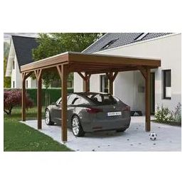 Skan Holz Einzelcarport SKANHOLZ "Grunewald", braun, B/H/T: 289cm x, Carports, mit Aluminiumdach