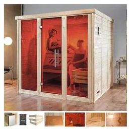 Sauna Weka "Kemi Panorama", beige (naturbelassen), Saunaofen, externe Steuerung, 7,5 kW, Saunen, 7,5 kW Ofen mit ext. Steuerung
