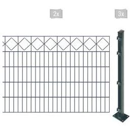 Doppelstabmattenzaun Arvotec "EASY 100 zum Aufschrauben "Karo" mit Zierleiste", grau (anthrazit), H:100cm, Kunststoff, Stahl, Zaunelemente, Zaunh&ouml;he 100 cm, Zaunl&auml;nge 2 - 60 m