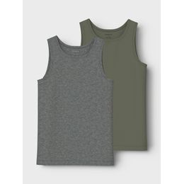 name it Jungen Unterhemd "NKMTANK 2P f&uuml;r Jungen mit Rundhals und elastischem Tragekomfort", Gr. 122, grau, Jersey, Obermaterial: 95% Baumwolle, 5%