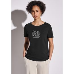 Street One Damen T-Shirt, schwarz, Gr. 38, bedruckt, Web, 50% Baumwolle, 50% Modal, Shirts, im soften Baumwoll-Mix