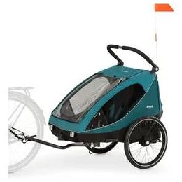 Fahrradkinderanh&auml;nger hauck "Dryk Duo, Ocean Green", Kinder, gr&uuml;n (ocean gr&uuml;n), Fahrradanh&auml;nger, f&uuml;r 2 Kinder; inkl. Buggy-Rad