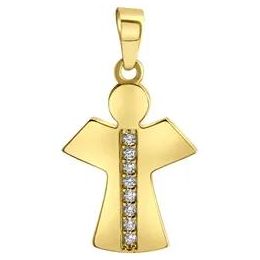 Engelanh&auml;nger Firetti "Schmuck Geschenk Gold 375 Halsschmuck Anh&auml;nger Halskette Engel", gold (gelbgoldfarben, kristallwei&szlig;, kristallwei&szlig;), Schmuckanh&auml;nger, Damen, Gelbgold 375, 0,5 g, mit Zirkonia (synth.)