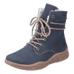Winterboots Rieker, Damen, Gr. 36, blau (dunkelblau), Lederimitat, Schuhe Winterboots, mit modischer Profillaufsohle