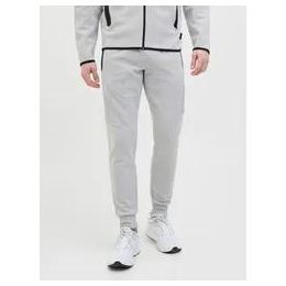 Jack & Jones Sweathose JACK & JONES "JPSTWILL FUSION SWEAT PANTS NOOS", Damen, Gr. S, N-Gr, grau (light grau melange), Web, Obermaterial: 58% Polyester, 42% Baumwolle, meliert, slim fit normal, Hosen Sweathose