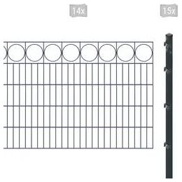 Doppelstabmattenzaun Arvotec "ESSENTIAL 100 zum Einbetonieren "Ring" mit Zierleiste", grau (anthrazit), H:100cm, Kunststoff, Stahl, Zaunelemente, Zaunh&ouml;he 100 cm, Zaunl&auml;nge 2 - 60 m