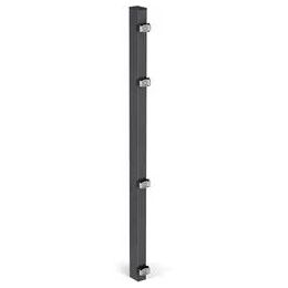 GAH Alberts Zaunpfosten ALBERTS "60x40 mm f&uuml;r Doppelstabmattenzaun", grau (anthrazit), B:6cm H:107,5cm T:4cm, Stahl, Zaunpfosten, 107,5 cm, zur Befestigung mit Einschlag-Bodenh&uuml;lse oder Pfostentr&auml;ger
