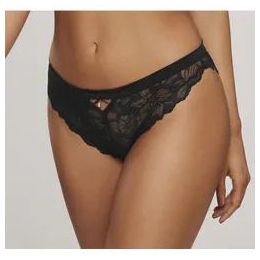 Tanga Lascana, Damen, Gr. 44/46, schwarz, Spitze, Obermaterial: 88% Polyamid, 12% Elasthan, Unterhosen Tanga, mit edlem Accessoire und feinem Bund aus Satin-Material
