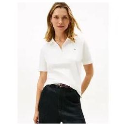 Poloshirt Tommy Hilfiger "Regular Fit Pique Premium Polo", Damen, Gr. M (38), wei&szlig; (optic wei&szlig;), Piqu&eacute;, Obermaterial: 96% Baumwolle, 4% Elasthan, unifarben, regular fit h&uuml;ftlang, Rundhals, abgesteppt, Shirts, Baumwollmischung, regular fit