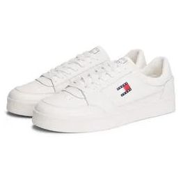 Tommy Hilfiger Sneaker TOMMY JEANS "TJM THE GREENWICH NEW ESS", Herren, Gr. 43, wei&szlig; (wei&szlig; kombiniert), Leder, Textil, Schuhe Sneaker, Freizeitschuh, Halbschuh, Schn&uuml;rschuh im Basekt-Style