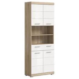 Hochschrank Welltime "SIENA, Breite 74cm, 4 T&uuml;ren, 1 Schubkasten, 2 offene F&auml;cher, MDF-Front", wei&szlig; (eiche sonoma hell nb, wei&szlig; hochglanz mdf tz), B:74cm H:191cm T:31cm, FSC-zertifizierter Holzwerkstoff, Schr&auml;nke, Hochschrank, in verschiedenen Farben erh&auml;ltlich, Badm&ouml;bel, Badschrank, Schrank, Bad