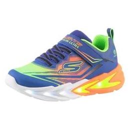 Sneaker Skechers "FLEX-GLOW ULTRA", M&auml;dchen, Gr. 31, bunt (blau, multi), Lederimitat, Textil, Mesh, kontrastfarbene Details, Schuhe Sneaker, Klettschuh zum Schl&uuml;pfen, Gr&ouml;&szlig;enschablone zum Download