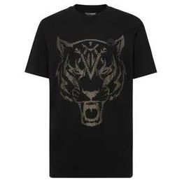 T-Shirt Plein Sport "Tiger", Damen, Gr. XXL, 0293, schwarz, lightgold, Obermaterial: 100% Baumwolle, Shirts T-Shirt