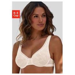 T-Shirt-BH Petite Fleur, Damen, Gr. 85, Cup E, schwarz-wei&szlig; (creme, schwarz), Mesh, Spitze, Obermaterial: 88% Polyamid, 12% Elasthan, BHs T-Shirt-BH, mit B&uuml;gel im g&uuml;nstigen Doppelpack