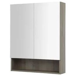 Spiegelschrank Welltime "Florenz", grau, B:60cm H:75cm T:16,2cm, MDF, Schr&auml;nke, Spiegelschrank, 2 T&uuml;ren