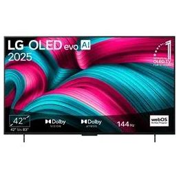 LG OLED-Fernseher "OLED42C5ELB", Energieeffizienz: G (A-G), grau (grau, schwarz), 42, Fernseher