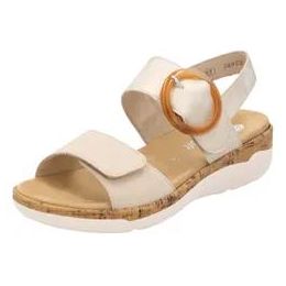 Keilsandalette Remonte, Damen, Gr. 45, beige (hellbeige), Leder, Lederimitat, Schuhe, Sommerschuh, Riemchensandale, praktische Klettverschl&uuml;sse