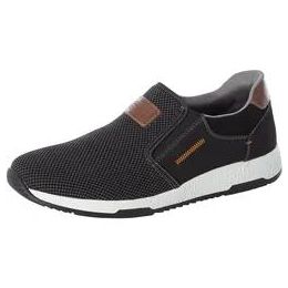 Slip-On Sneaker Rieker, Herren, Gr. 41, schwarz, Lederimitat, Textil, Schuhe, Casual Slipper, Freizeitschuh, Schlupfschuh mit Kontrastnaht