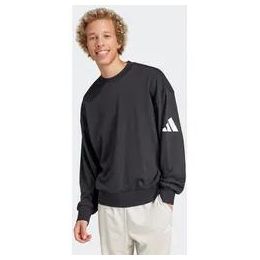 Sweatshirt Adidas SPORTSWEAR "M SWT FT", Herren, Gr. M, schwarz-wei&szlig; (schwarz, wei&szlig;), Obermaterial: 55% Baumwolle, 36% Polyester, 9% Viskose, normal, Rundhals, Sweatshirts Sweatshirt
