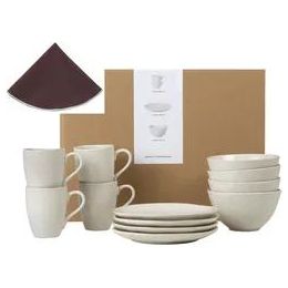Fr&uuml;hst&uuml;cks-Geschirrset Broste Copenhagen "Nordic Vanilla, inklusive Serviette Wilhemina", beige (cream), 16 Stk., Keramik, Geschirr-Sets, Beliebte Geschirr Sets Exclusiv mit Geschenk