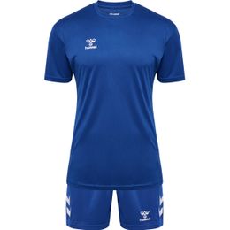 Hummel Damen Sportanzug "HMLLOGO SET", blau, Gr. XXL, Obermaterial: 100% Polyester, Sportanz&uuml;ge, 2-teiliges Set aus Shorts und T-Shirt, mit