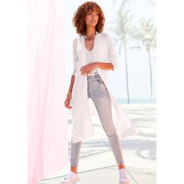 Lascana Damen Cardigan, wei&szlig;, Gr. 44, unifarben, Feinstrick, Obermaterial: 70% Viskose, 30% Polyamid, Strickjacken, mit seitlichen Schlitzen,