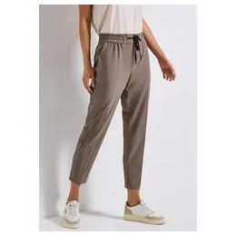 Jogger Pants Street One, Damen, Gr. 40, L&auml;nge 28, braun (nomad braun), Stoff, 45% Polyester, 45% Viskose, 10% Elasthan, unifarben, slim fit kn&ouml;chelfrei, Hosen, Middle Waist