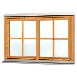 Skan Holz Fenster SKANHOLZ "Doppelfenster", braun (eiche hell), B:132cm H:82cm, Glas, Massivholz, Fenster, f&uuml;r Carports, 132,4 x 82,1 cm