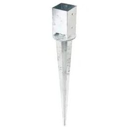 GAH Alberts Einschlag-Bodenh&uuml;lse ALBERTS "91x91 mm", silber (silberfarben), B:9,1cm, Stahl, Bodenanker, f&uuml;r Vierkantholzpfosten, mit verstellbarem Topf, Gesamtl&auml;nge 900 mm