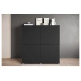 Highboard OTTO HOME "Kenia, moderne grifflose Hochkommode mit 4 T&uuml;ren, Breite 120 cm", schwarz (graphite schwarz matt), B:120cm H:125cm T:39,5cm, FSC-zertifizierter Holzwerkstoff, Sideboards, Highboard, Push-to-Open-Fronten, h&ouml;henverstellbaren Einlegeb&ouml;den, Topseller