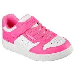 Sneaker Skechers "QUICK STREET", Damen, Gr. 31, pink (pink, wei&szlig;), Lederimitat, kontrastfarbene Details, Schuhe Sneaker, Retro Sneaker mit Klettverschluss, Gr&ouml;&szlig;enschablone zum Download