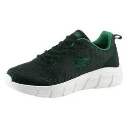 Sneaker Skechers "Bobs SportTM B Flex &ndash; Chill Edge", Herren, Gr. 42, schwarz (schwarz, gr&uuml;n), Lederimitat, Mesh, kontrastfarbene Details, Schuhe Sneaker, Chunky Sneaker, Schn&uuml;rschuhe in veganer Verarbeitung