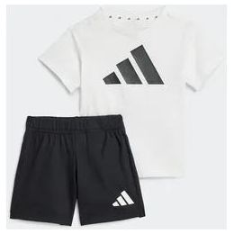 Trainingsanzug Adidas SPORTSWEAR "ESSENTIALS KIDS -SET", M&auml;dchen, Gr. 98, schwarz-wei&szlig; (wei&szlig;, schwarz), Obermaterial: 100% Baumwolle, Sportanz&uuml;ge Trainingsanzug