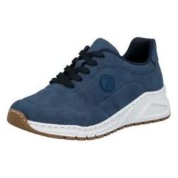 Sneaker Rieker, Damen, Gr. 36, blau (jeansblau), Nubuklederimitat, unifarben, Schuhe Sneaker, mit MemoSoft-Innensohle, Freizeitschuh, Halbschuh, Schn&uuml;rschuh, Topseller