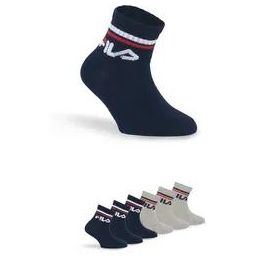 Kurzsocken Fila "JUNIOR UNISEX QUARTER PLAIN SOCKS", M&auml;dchen, Gr. 27-30, blau (navy grau), Baumwollmischung, unifarben, normal, Socken, mit eingestricktem Logo im B&uuml;ndchen, Kindersocken