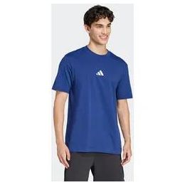 T-Shirt Adidas SPORTSWEAR "ESSENTIALS SMALL LOGO SINGLE JERSEY", Herren, Gr. L, blau (dunkelblau, wei&szlig;), Obermaterial: 100% Baumwolle, normal, Rundhals, Shirts T-Shirt, sportliches Kurzarmshirt, mit Rundhalsausschnitt