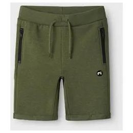 Sweatshorts name it "NKMVIMO SWE SHORTS BRU NOOS", Jungen, Gr. 128, N-Gr, gr&uuml;n (rifle gr&uuml;n), Sweatware, Obermaterial: 60% Baumwolle, 40% Polyester, unifarben, regular fit kurz, Hosen Sweatshorts, Baumwollmischung, Umschlagsaum, Rei&szlig;verschlusstaschen