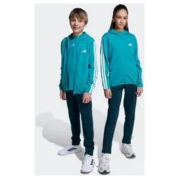 Trainingsanzug Adidas SPORTSWEAR "J 3S FT TS 220", Jungen, Gr. 164, wei&szlig; (pure teal, wei&szlig;), Obermaterial: 52% Baumwolle, 48% Polyester, Sportanz&uuml;ge Trainingsanzug