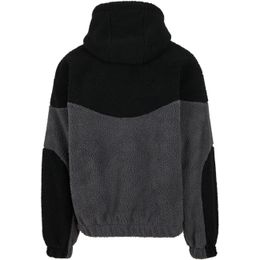 Urban Classics Herren Kapuzensweatshirt "Urban Classics Weavy Colorblock Teddy Hoodie"magnet, schwarz, Gr. XL, unifarben, 100% Polyester, Sweatshirts