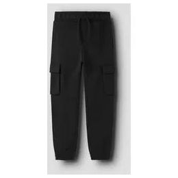 Sweathose name it "NKMOLLIE CARGO PANT BRU NOOS", Jungen, Gr. 134, N-Gr, schwarz, Sweatware, Obermaterial: 60% Baumwolle, 40% Polyester, unifarben, loose fit normal, Hosen Sweathose