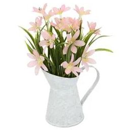 Kunstblume I.GE.A. "Sternblume", rosa (hellrosa), B:13cm H:22cm L:9cm, Obermaterial: 50% Metall, 40% Kunststoff, 10% Polyester, Kunstpflanzen, In Kanne, aus Metall