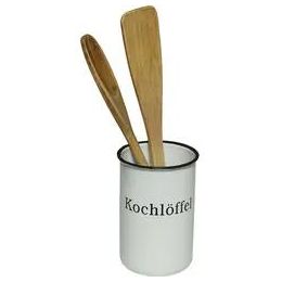 Dose AMBIENTE HAUS "Kochl&ouml;ffeltopf aus Emaille in Antikwei&szlig;", wei&szlig;, B:8cm H:12cm T:8cm, Emaille, Aufbewahrungsboxen, Vorratsdose